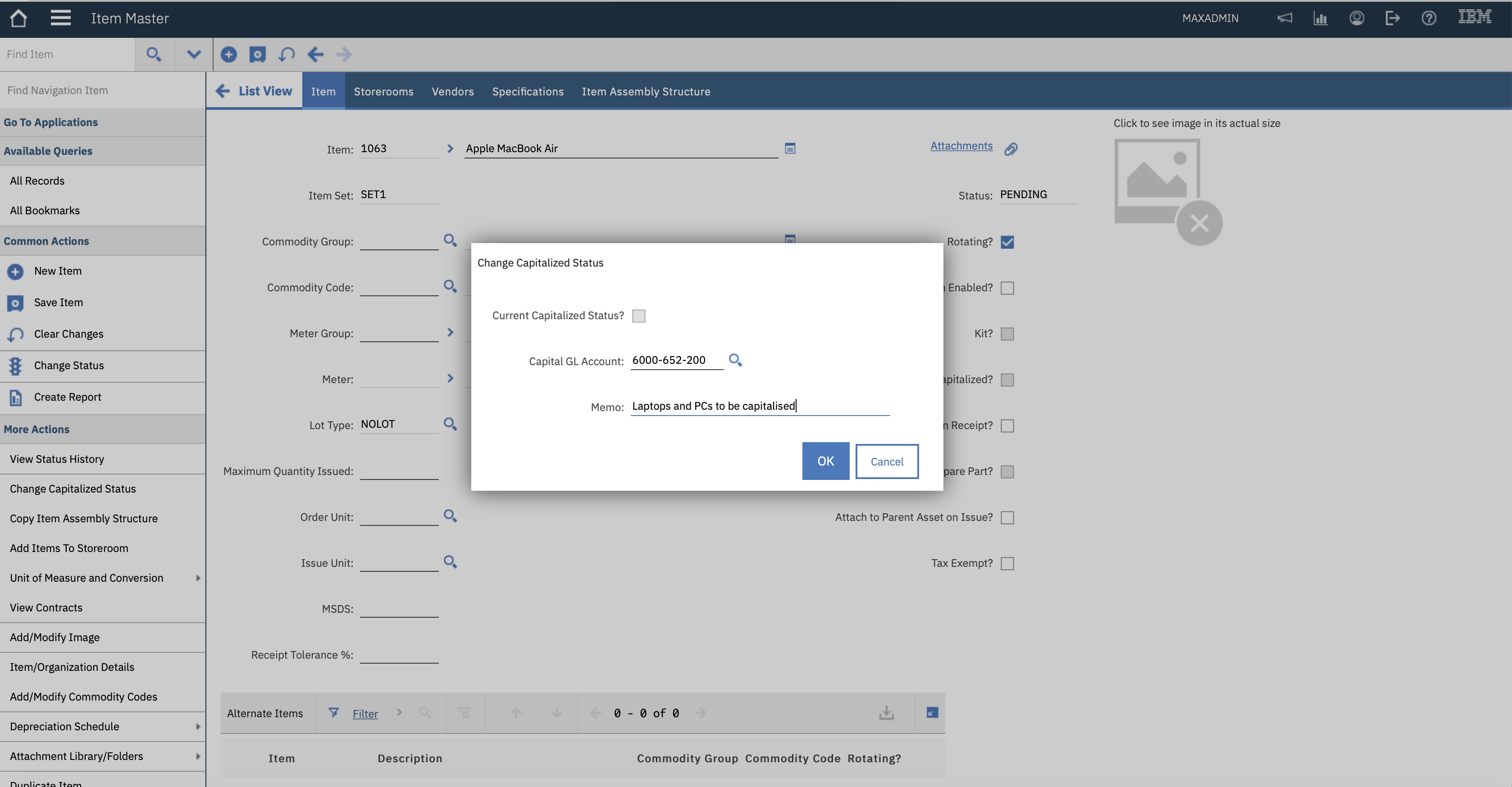 05-itemmaster-noncap-cap – Maximo Secrets