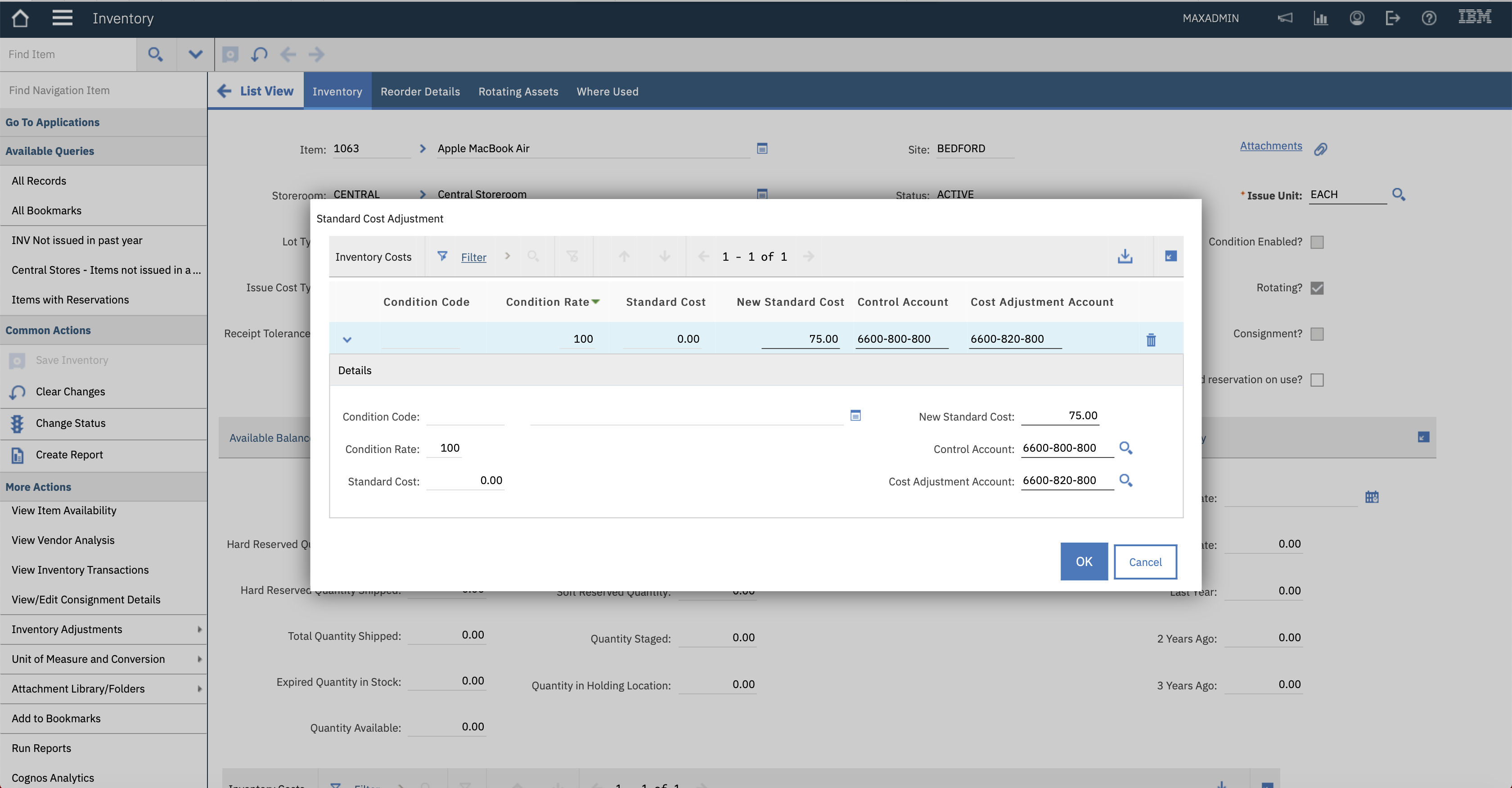 24-inventory-standardcostadj – Maximo Secrets