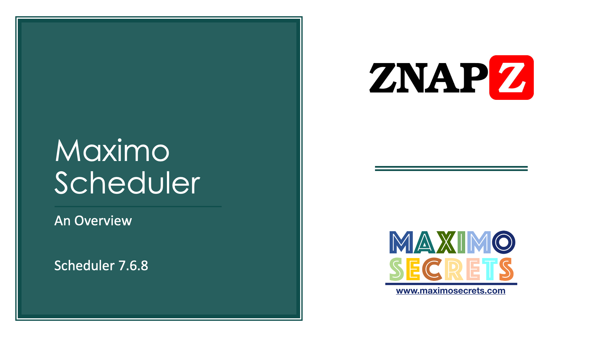 Maximo Scheduler Overview – Maximo Secrets