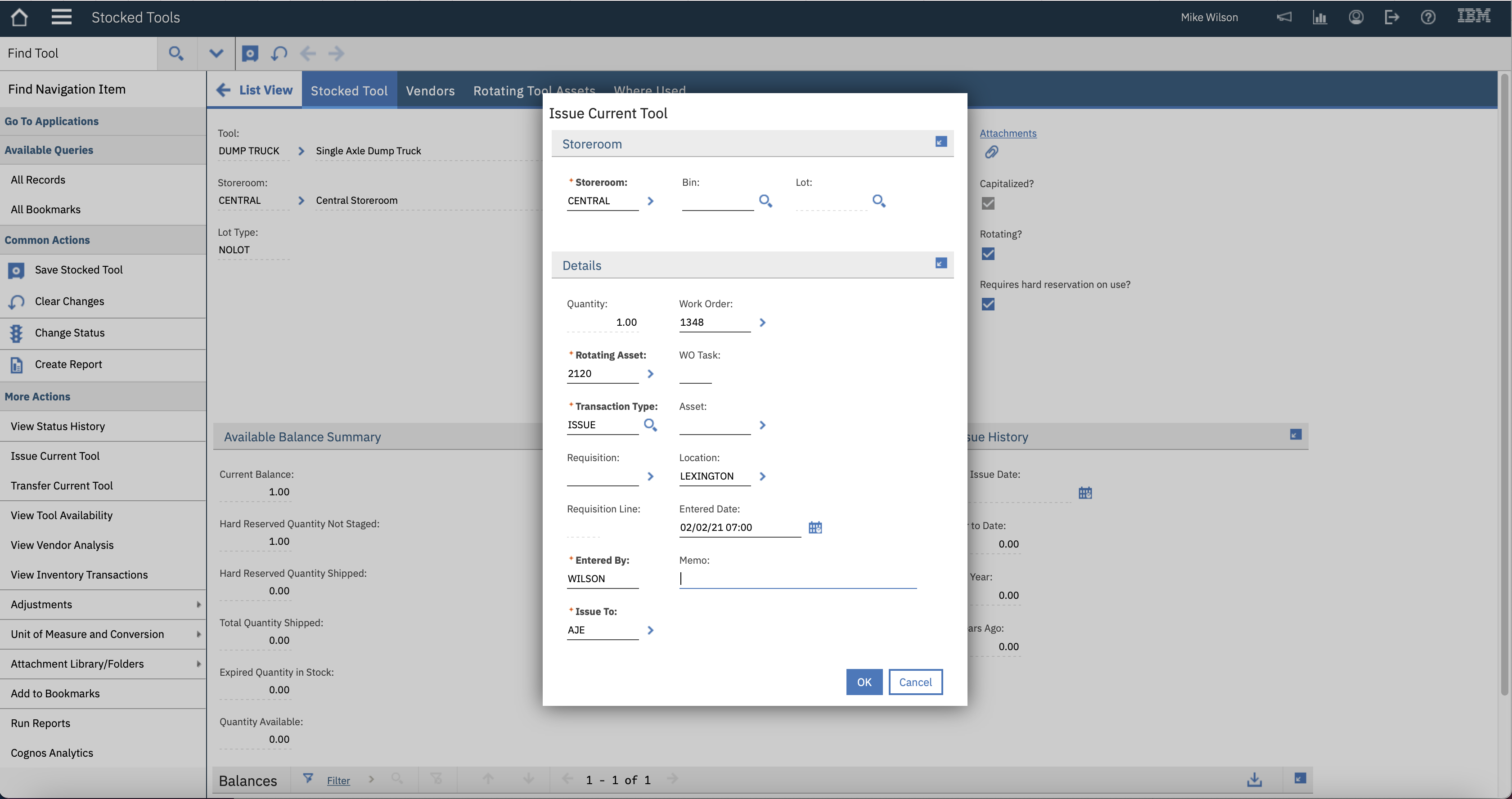 22-stockedtools-issuecurrenttool – Maximo Secrets