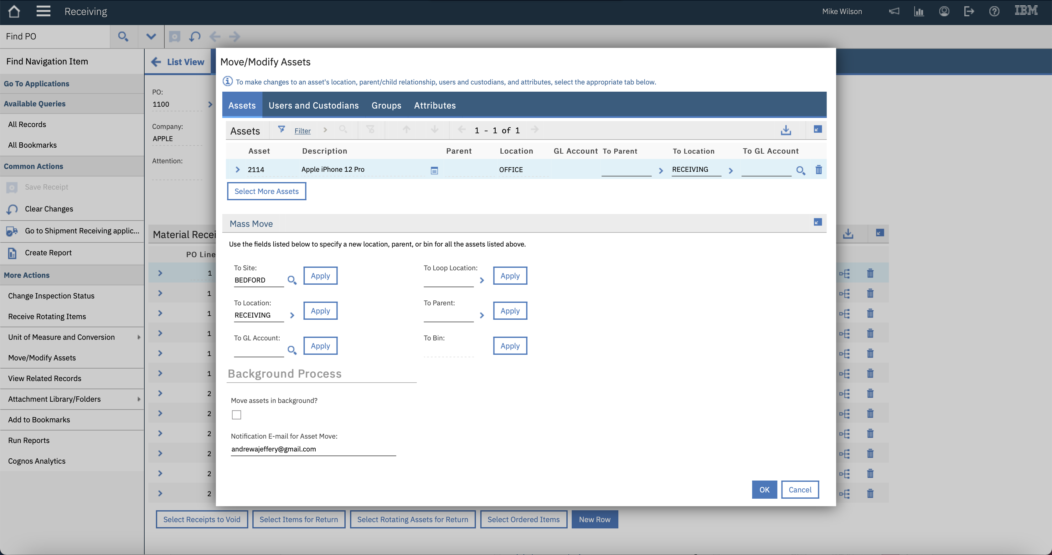 32-receiving-moveasset2114toreceiving – Maximo Secrets
