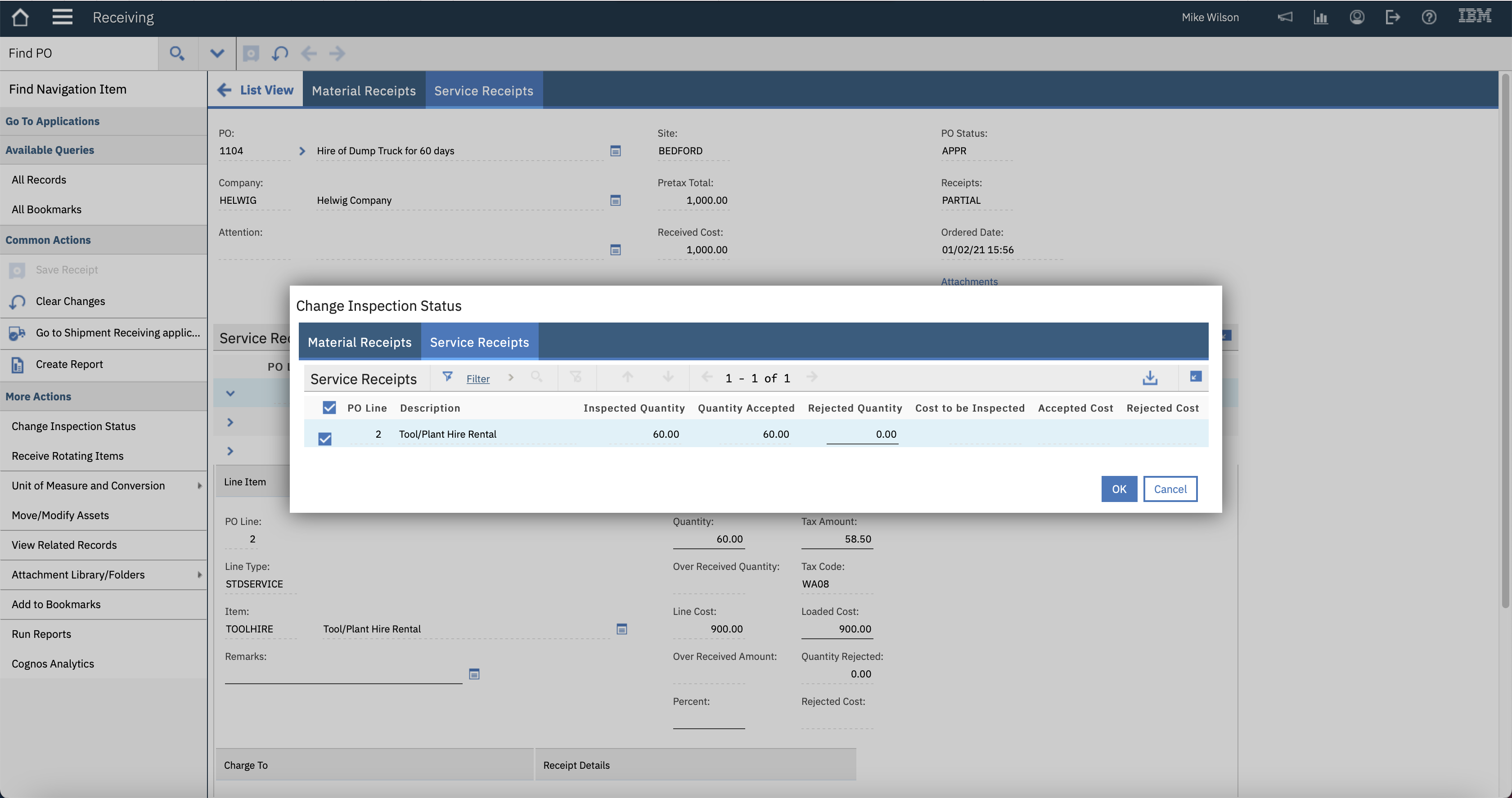 36-receiving-changeinspectionstatus – Maximo Secrets