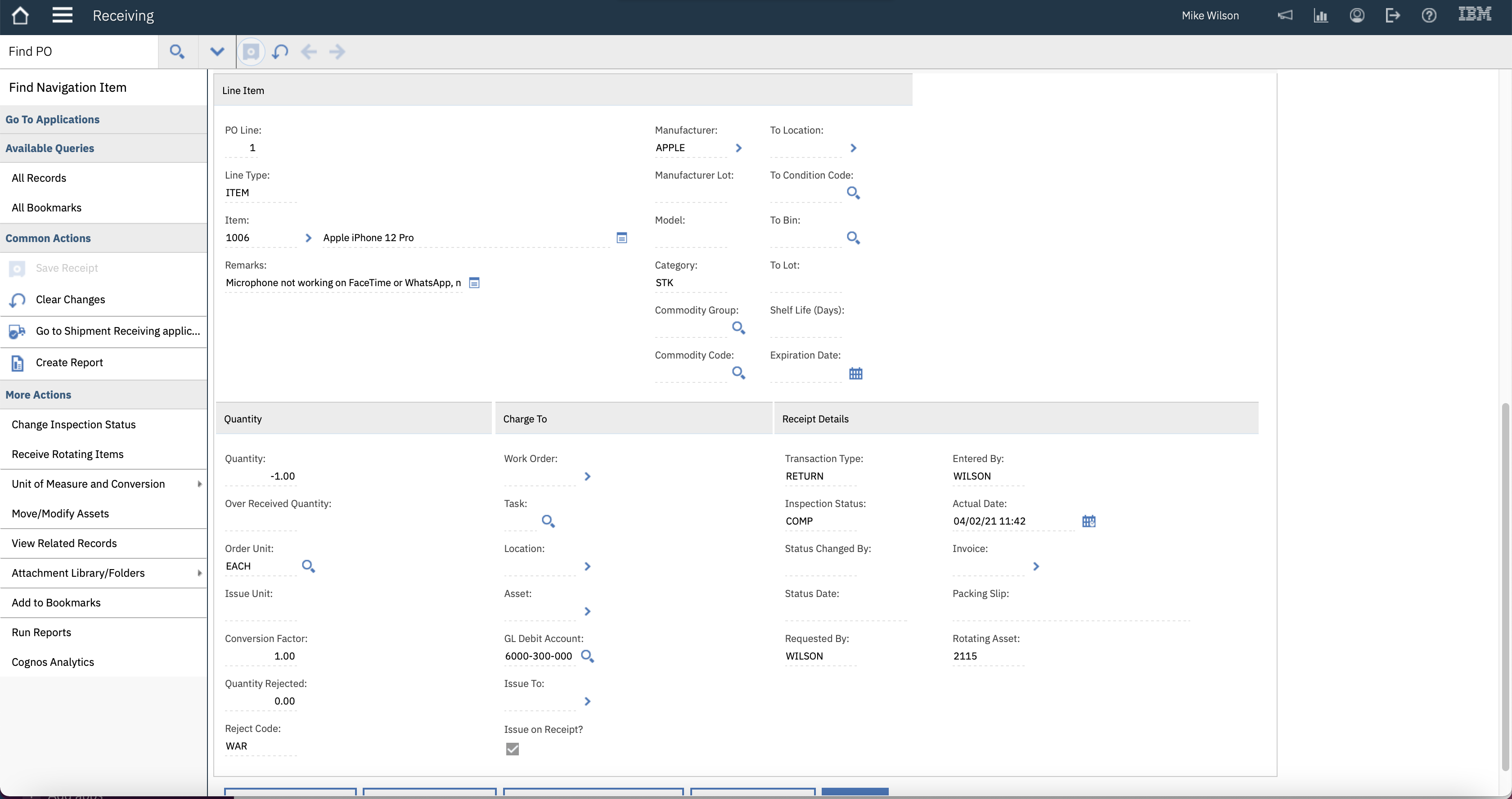 39-receiving-returnasset2115 – Maximo Secrets