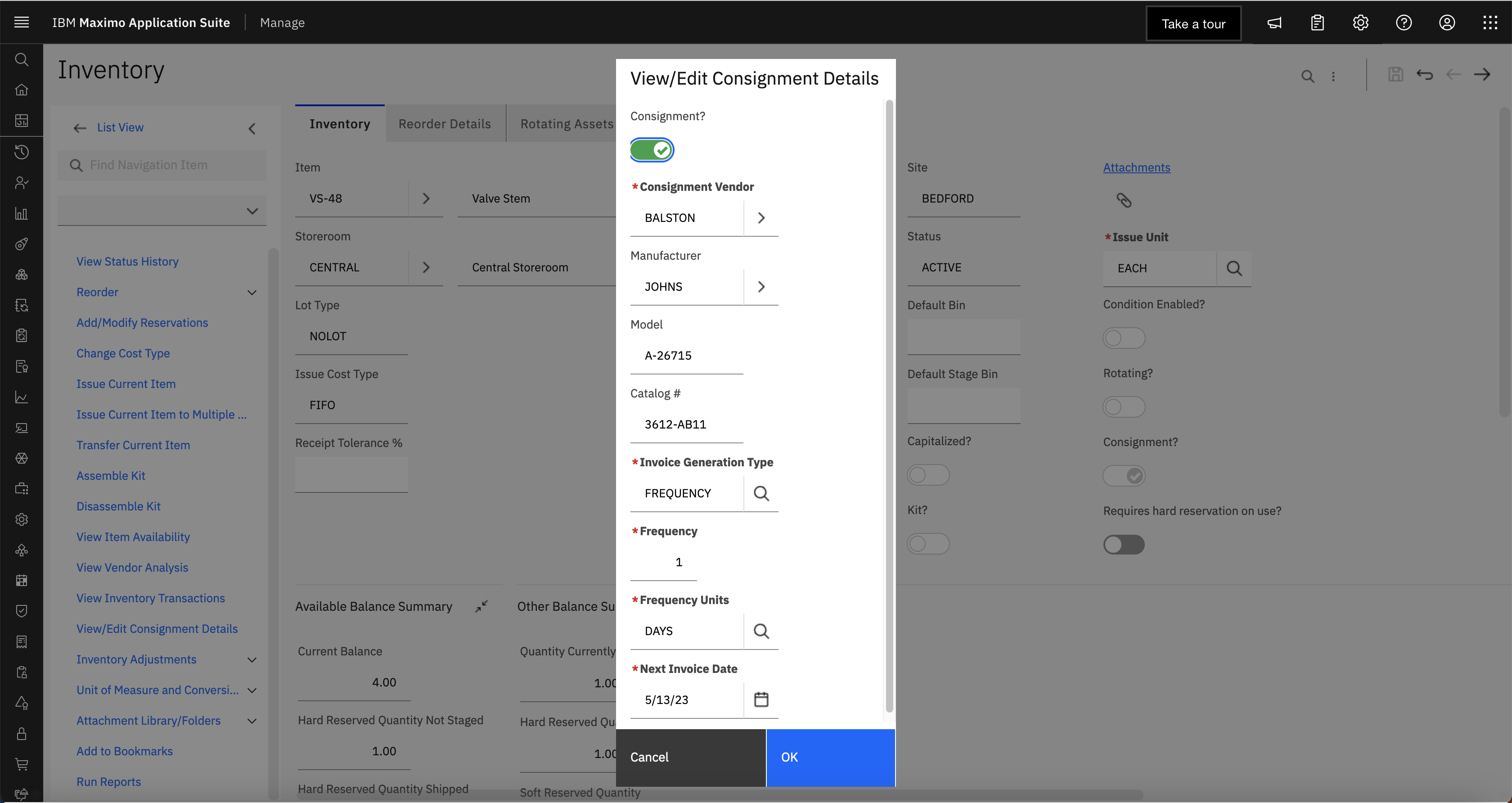 Consignment Inventory – Maximo Secrets