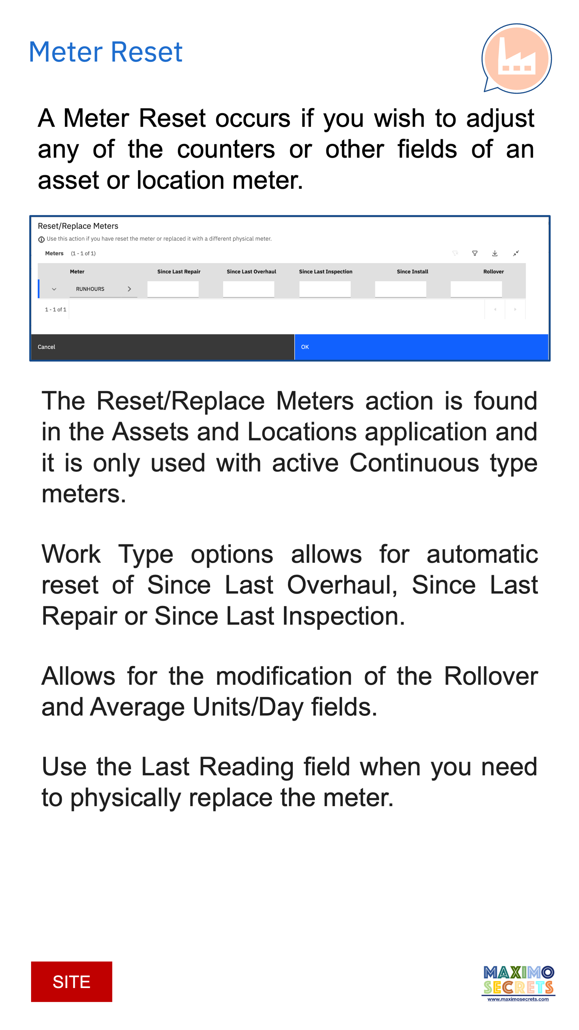 Meter Reset – Maximo Secrets