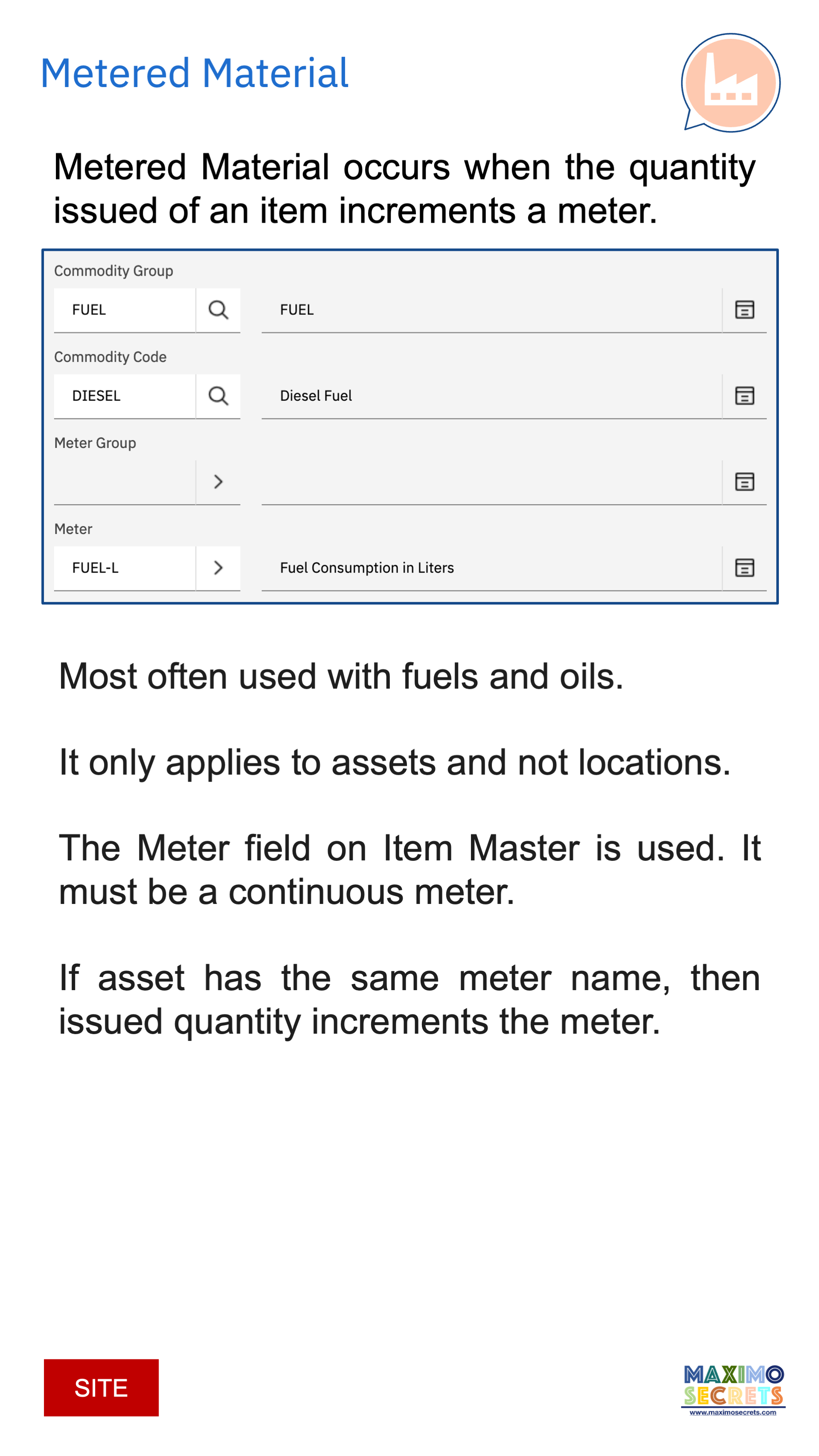 Metered Material – Maximo Secrets